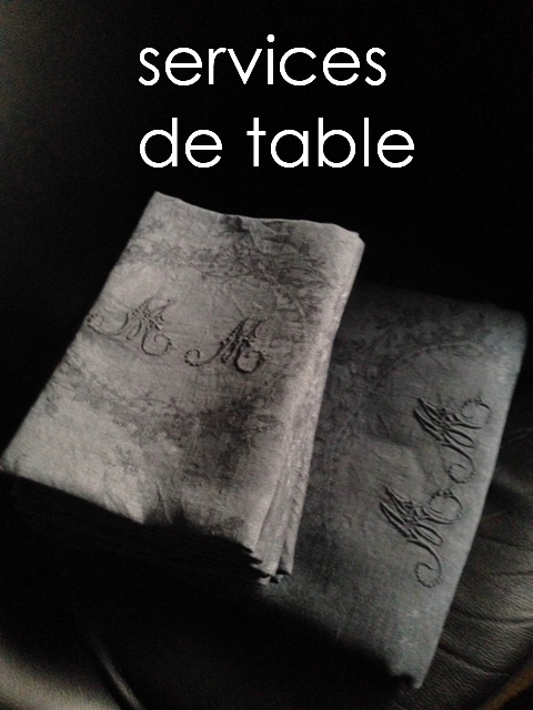 Linge ancien teint - Nappes, serviettes, draps, service de table